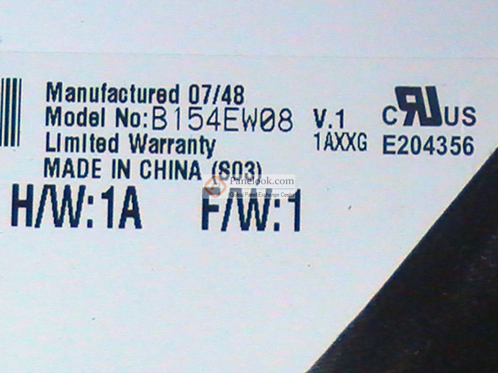 友达液晶模组B154EW08 V1概况-全球液晶屏交易中心-屏库