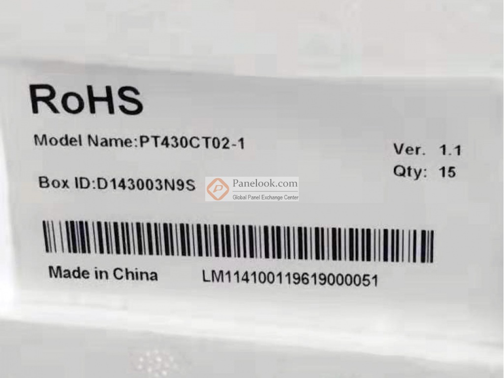 惠科液晶玻璃PT430CT02-1概况-全球液晶屏交易中心-屏库