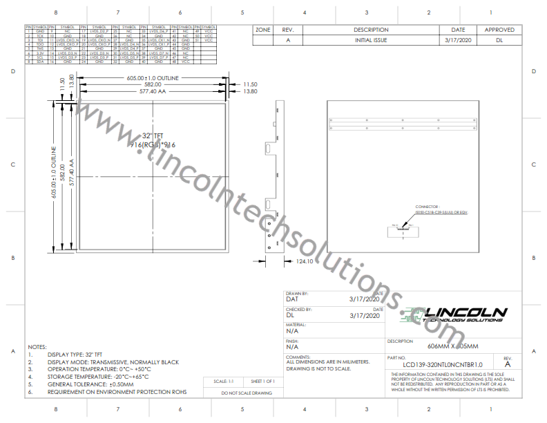 LCD139-320NTL0NCNTBR1.0 32inch square LCD display for medical ceiling ...