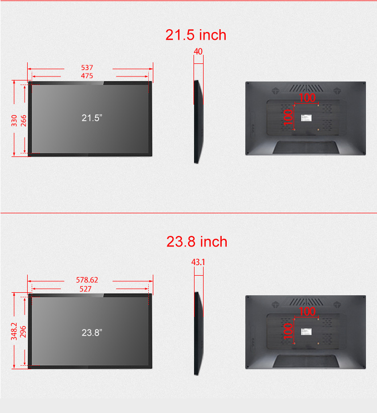 GK116Z1.FF-1Q 11.6 英寸 13.3 英寸 15.6 英寸 21.5 英寸 Android 触摸一体机壁挂式电容式工业触摸显示 ...