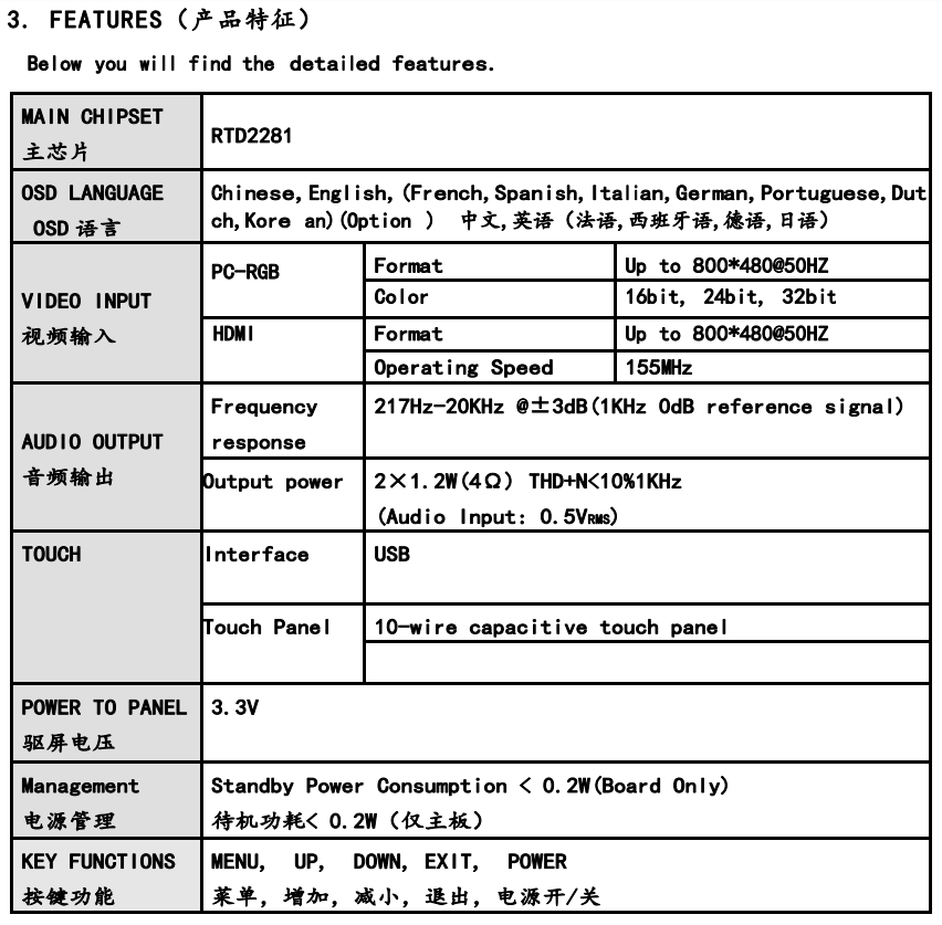 H050IWV40I3506-CT30-RTD2281-1.0K 5寸HDMI液晶屏 配HDMI驱动板 电容触摸 800×480分辨率 5寸 ...