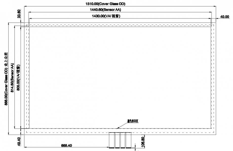 GT-CTP-E650A-1 65寸电容屏 16:9USB /I2C/IPS接口用于教育查询机显示触控 | 深圳市格林兴显示科技有限公司