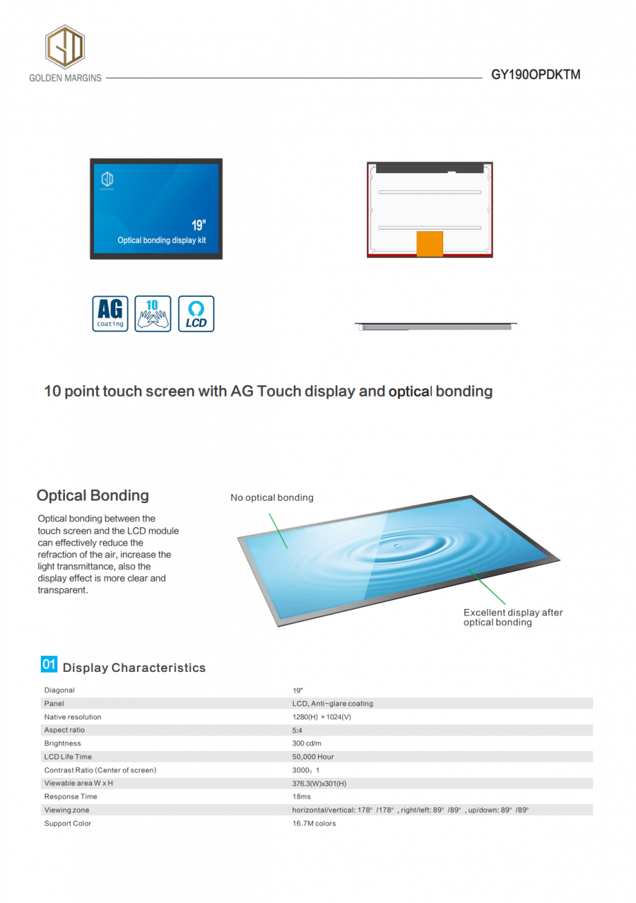 GY190OPDKTM Optical Bonding Optical bonding between the touch screen ...