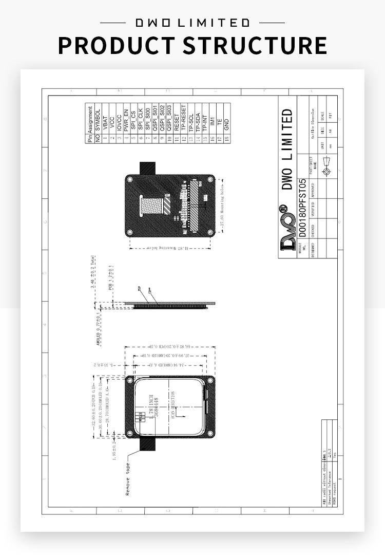 DO0180PFST05 AMOLED DO0180PFST05 screen1.8inch 368*448 SPI QSPI LCD Display Module STM32 MTK ...