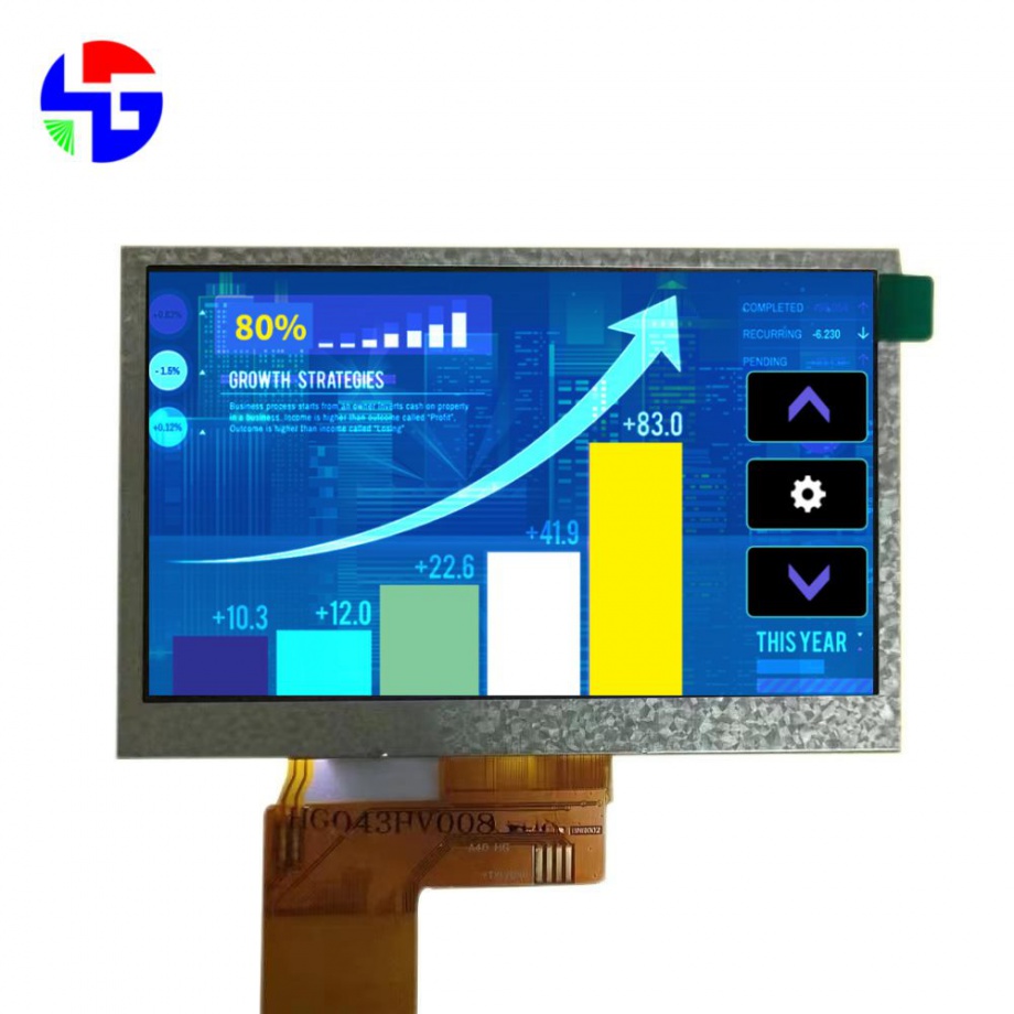 HG043HV008 4.3 inch TFT LCD, RGB, IPS, 480x272 Pixels, High Brightness ...